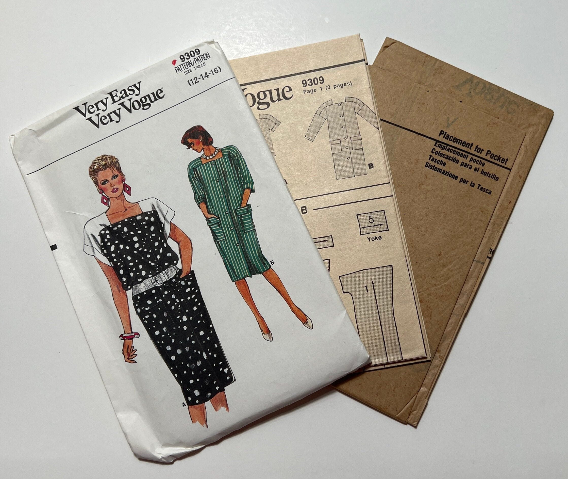 80s Very Easy Misses Dress Pattern, Loose Fitting Dress With Patch ...