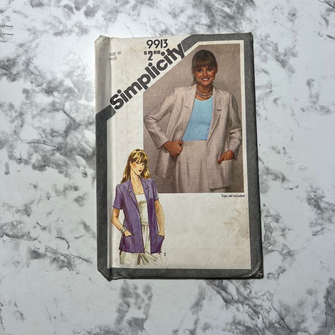 80s Misses' Jiffy Unlined Jacket Pattern, Loose Fitting Long or Short ...