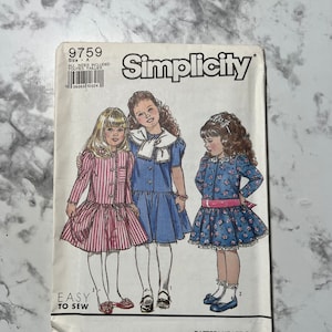 90s Easy to Sew Child's Dress, Simple to Make Long or Short Sleeve Kid ...
