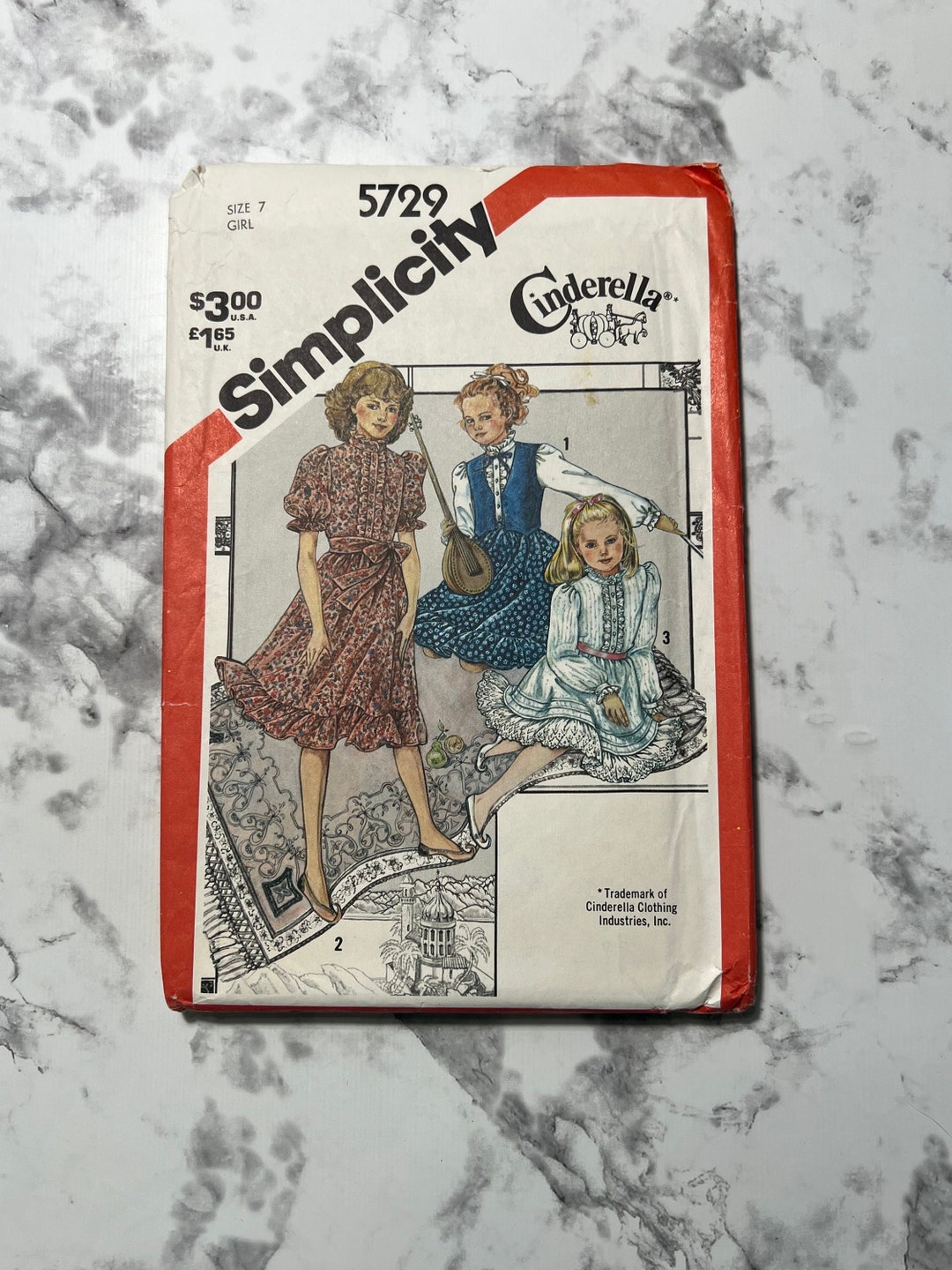 80s Girl's Pullover Dress, Lined Vest, and Sash Pattern, Cinderella ...