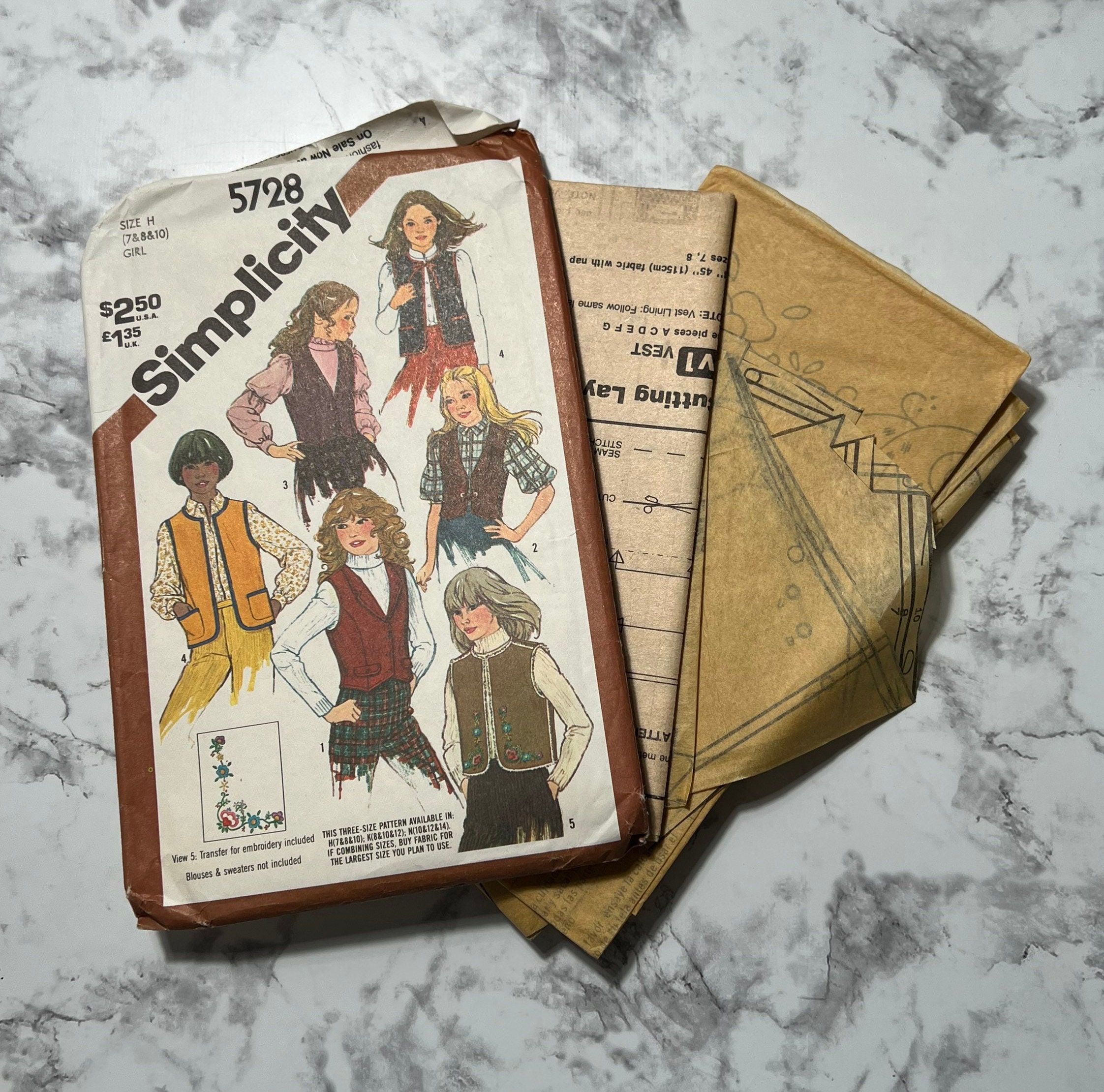 80s Girls Set of Lined and Unlined Vests Pattern With - Etsy