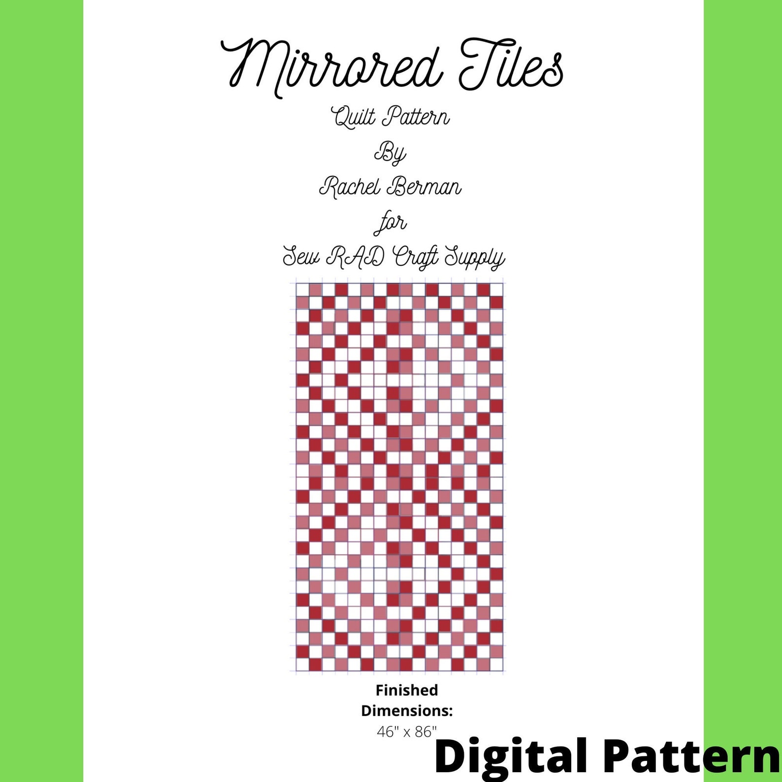 Printable Quilt Pattern mirrored Tiles, Beginner Quilt Project, 4 Patch ...