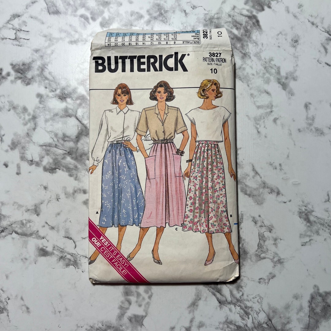 80s Easy Misses' Skirt Pattern, Simple to Sew High Waisted Midi Length ...