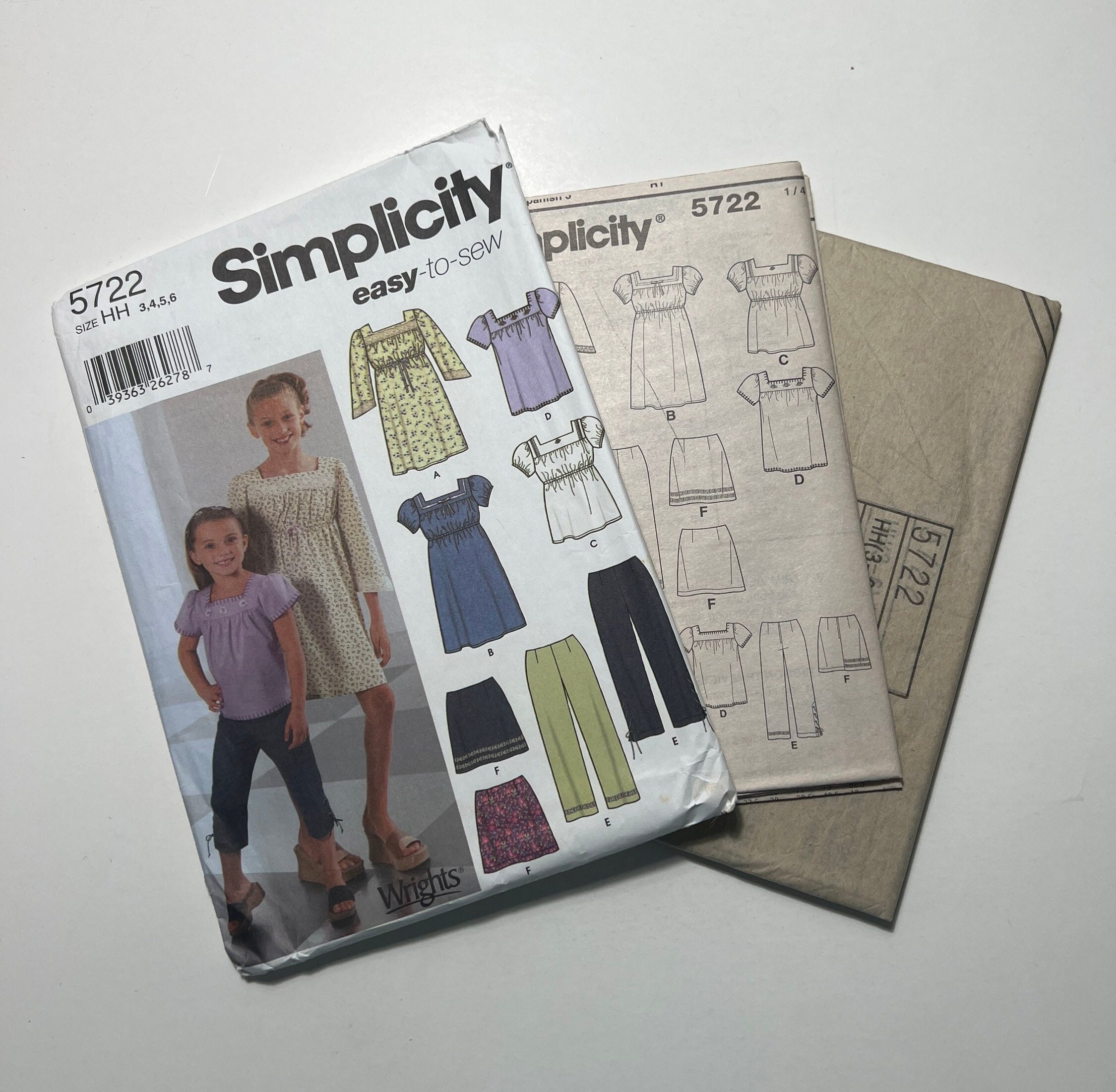 Early 2000s Easy to Sew Childs and Girls Dress or Top, Cropped Pants ...