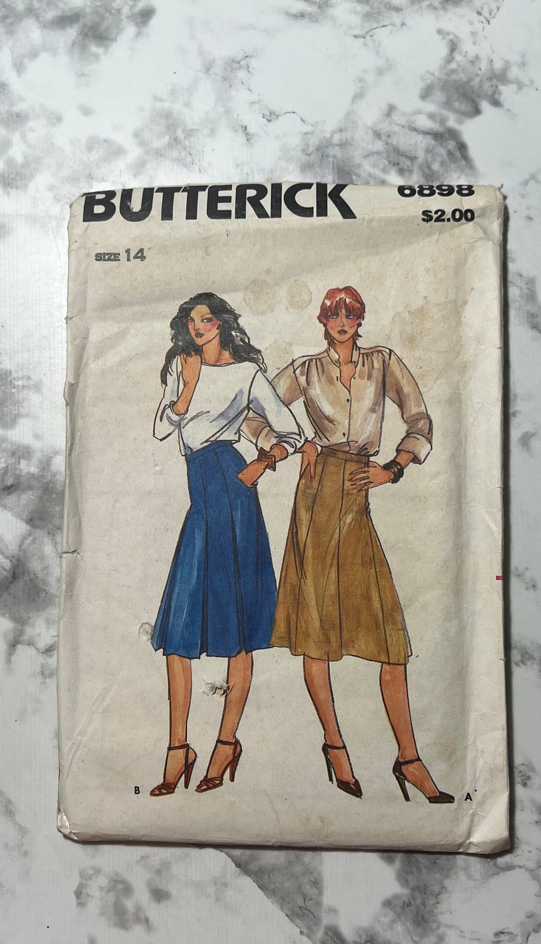 80s Misses Skirt Pattern, High Waisted Flared A Line Knee Length Skirt ...