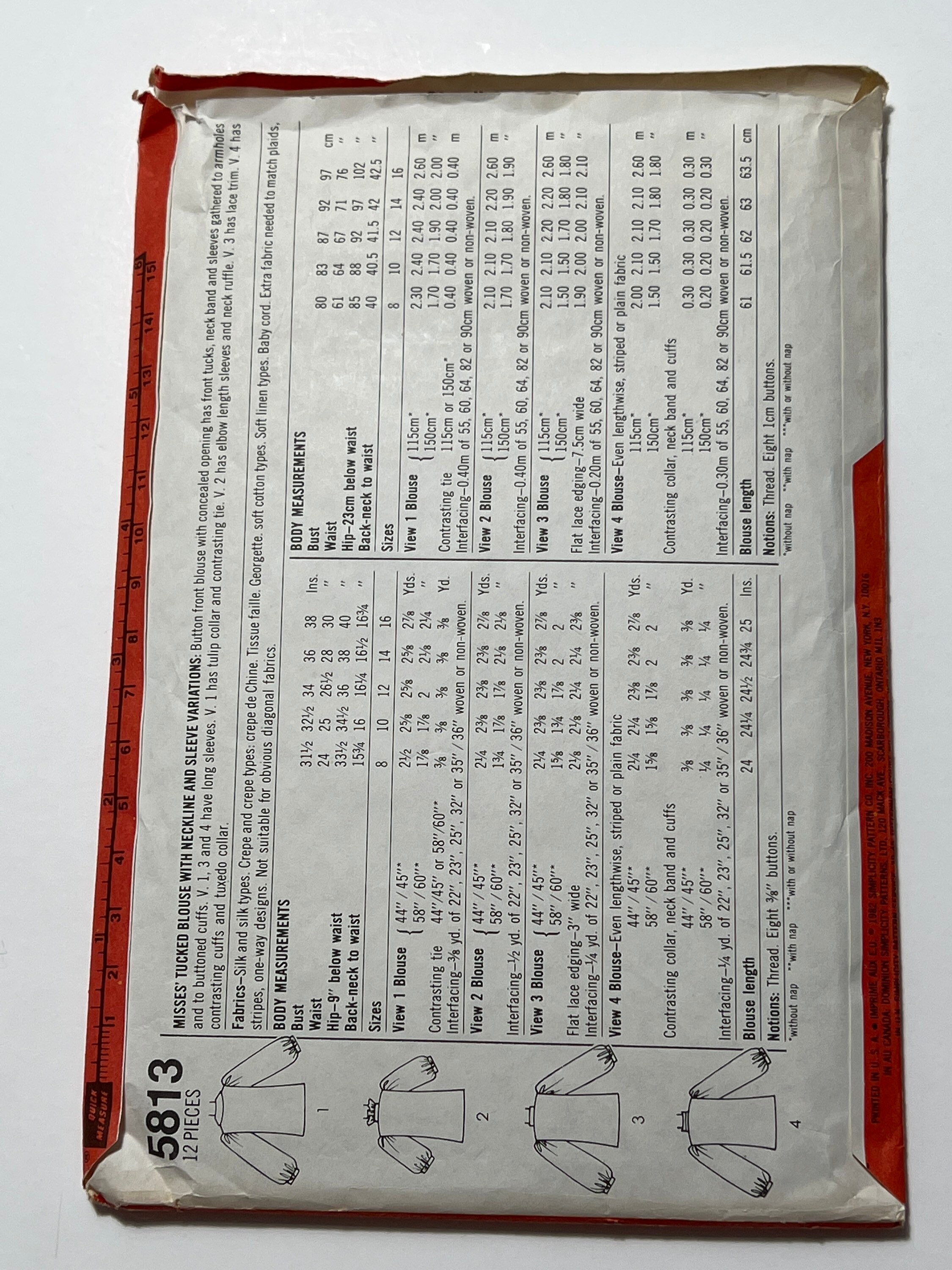 80s High Collar Women's Blouse Pattern, Ladies Button Down Shirt With ...