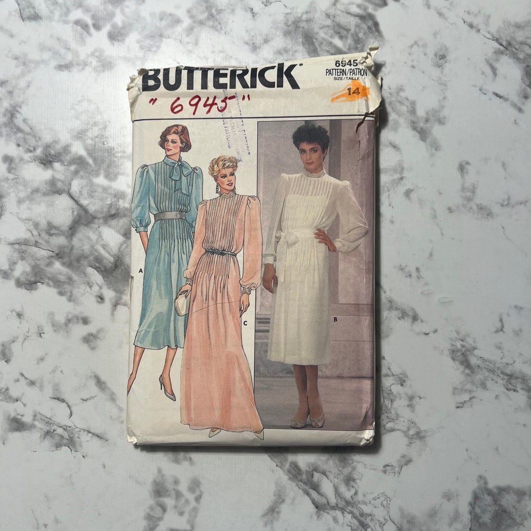 80s Misses'/misses' Petite Dress Pattern, Long Sleeve Midi or Maxi ...