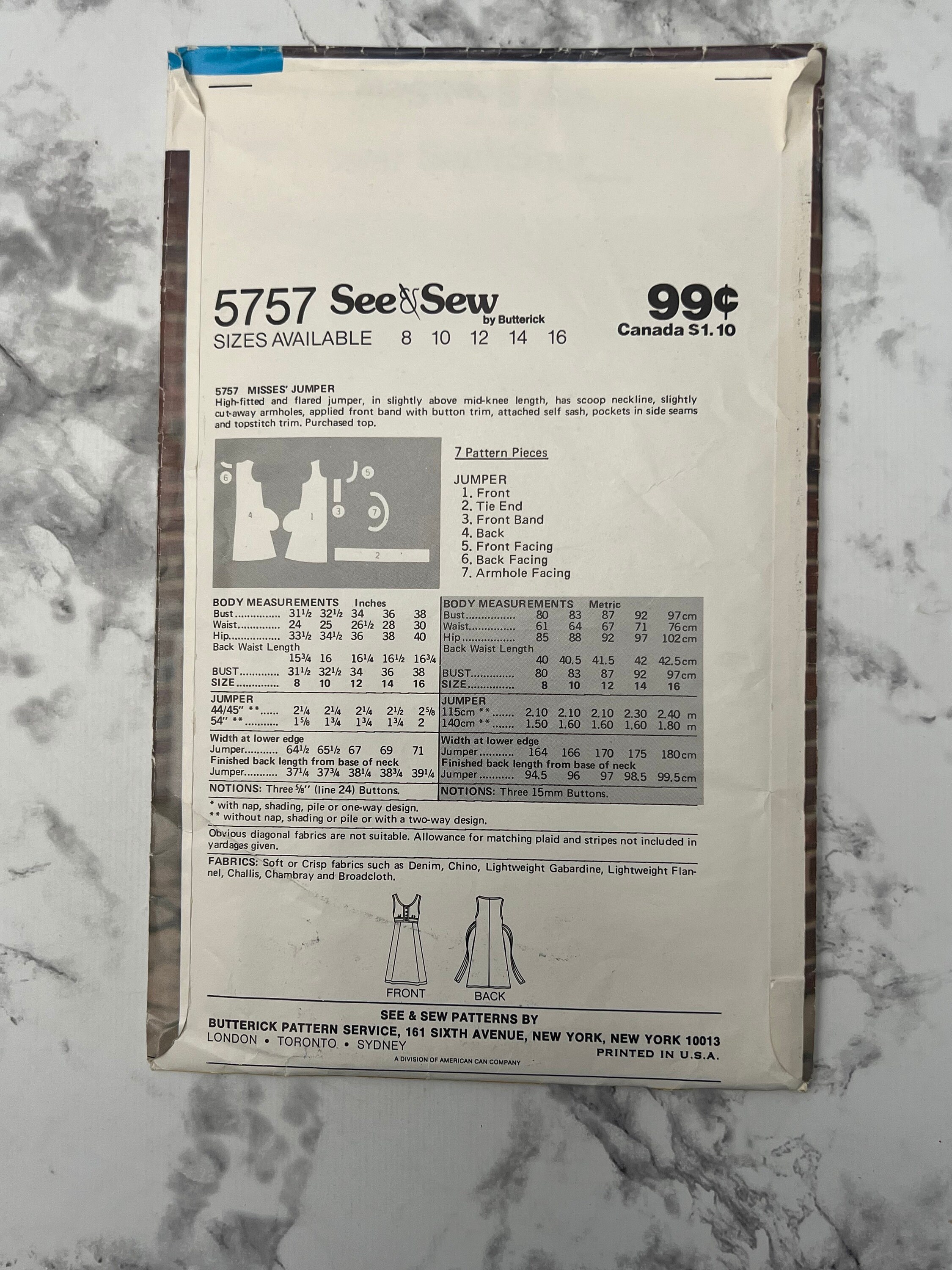 Early 80s Misses Jumper Pattern, Sleeveless Dress Pattern With Round ...