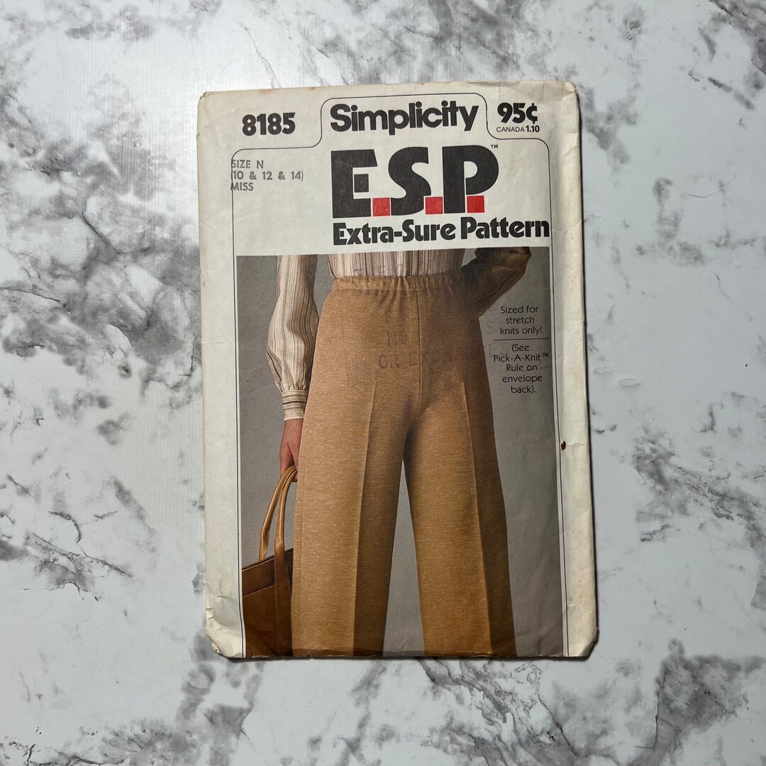 70s Extra Sure Pattern, Misses' Pull-on Pants Pattern, Elastic Waist ...