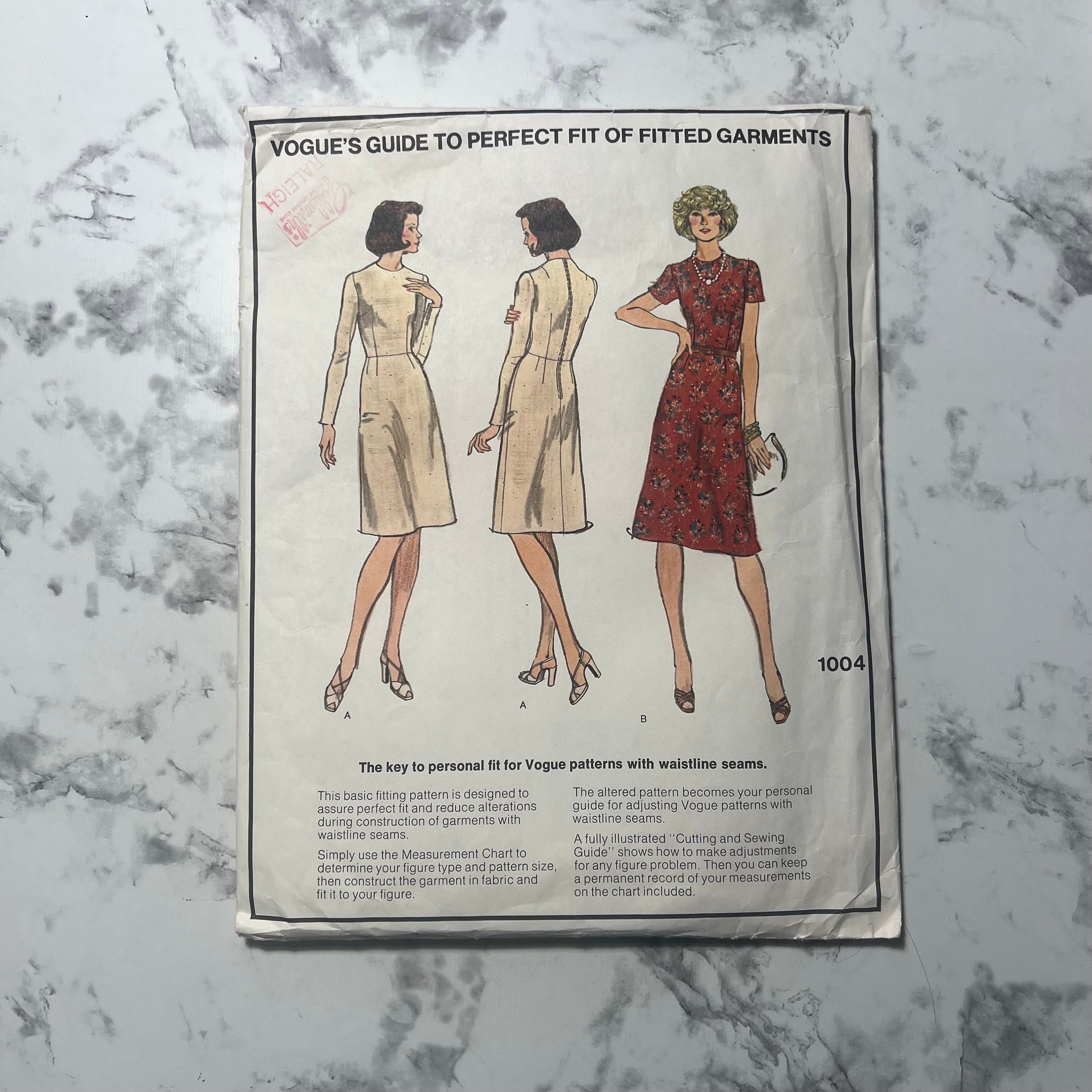 70s Vogue's Guide to Perfect Fit of Fitted Garments Pattern, Basic ...