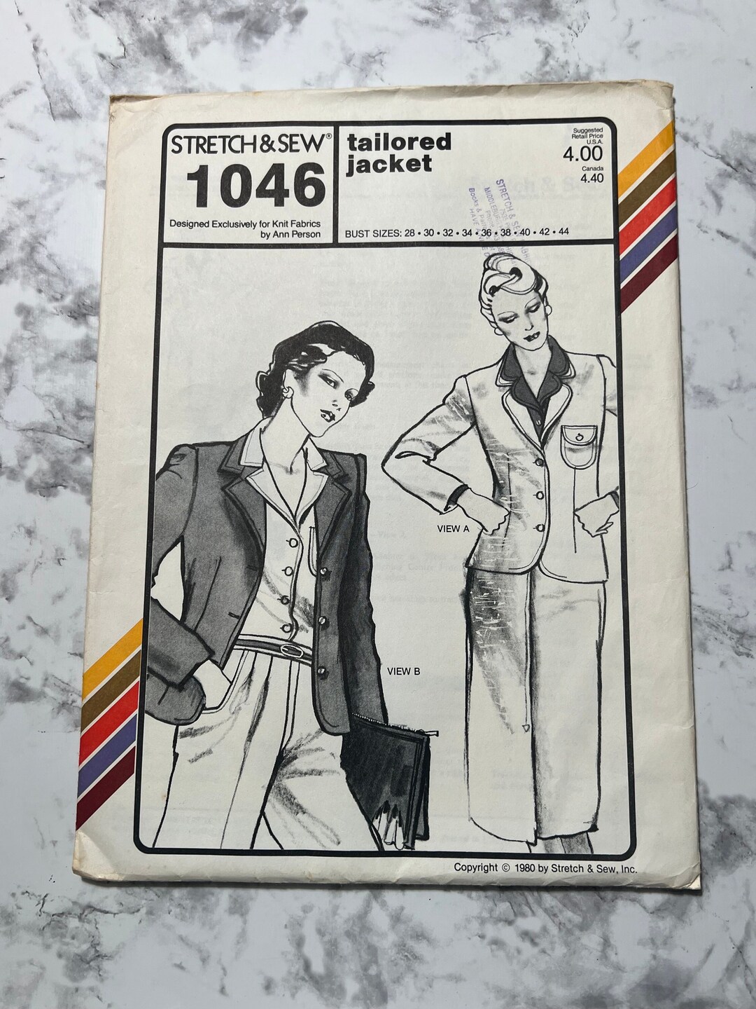 80s Tailored Jacket Pattern, Women's Fitted Button Front Blazer Pattern ...