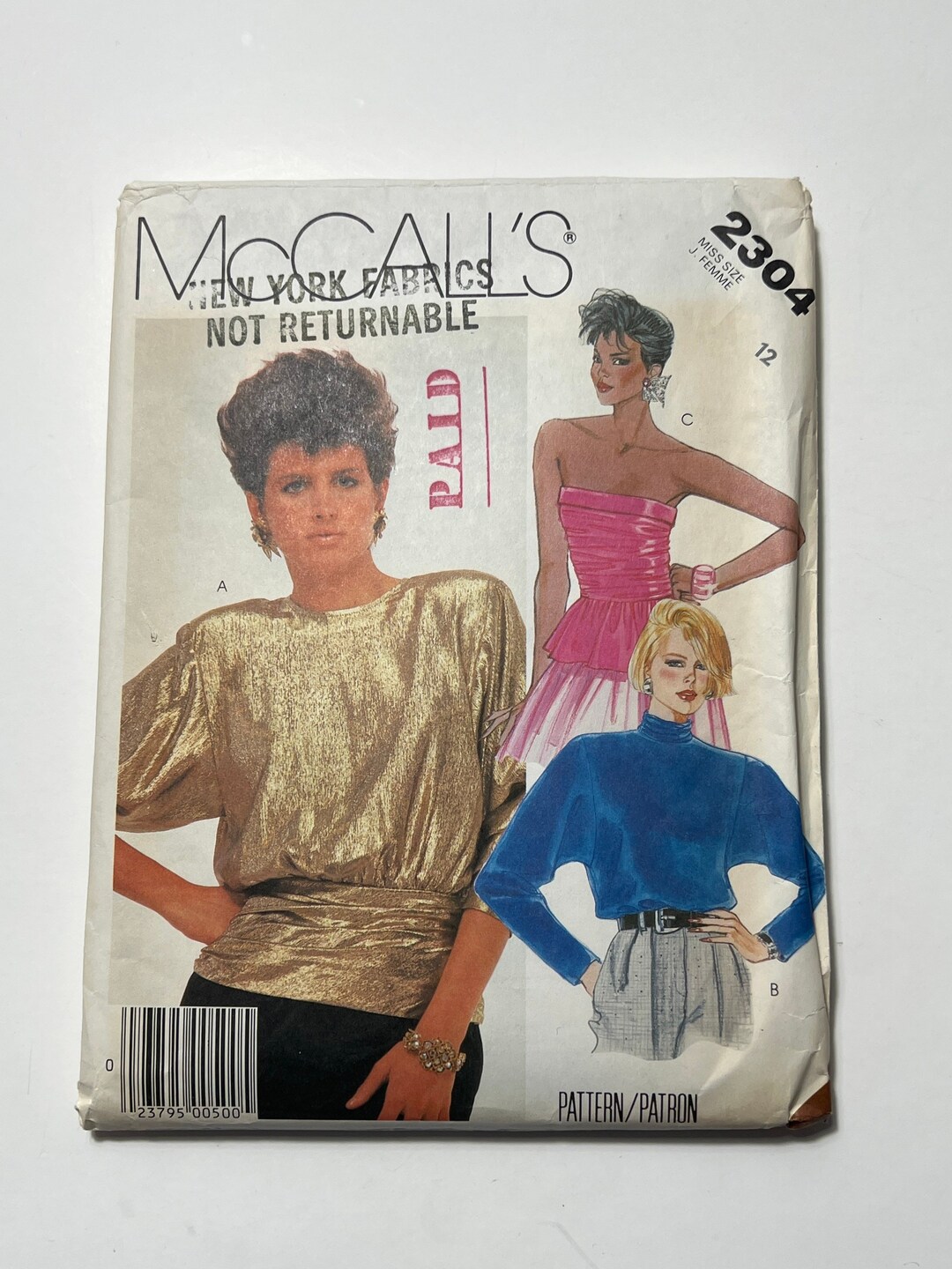 80s Misses Top and Bustier Pattern, Tube Top Pattern, High Neck Blouse ...