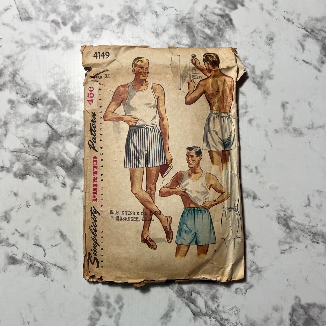 50s Men's Shorts Pattern, Father and Son Fashion, MISSING FACING PIECE ...