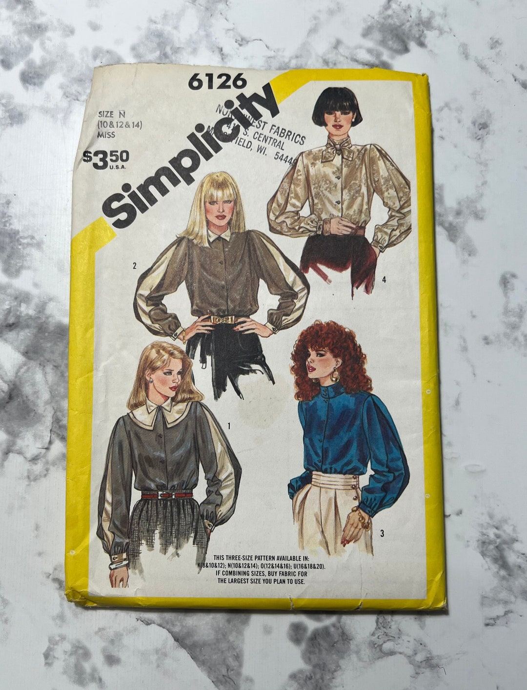 80s Misses Blouse Pattern With Collar Variations, Loose Fitting Long ...