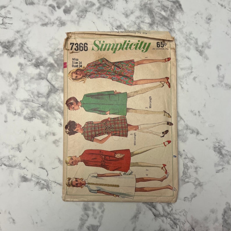 60s Misses Step in Dress Pattern in 2 Lengths, Long or Short Sleeve ...