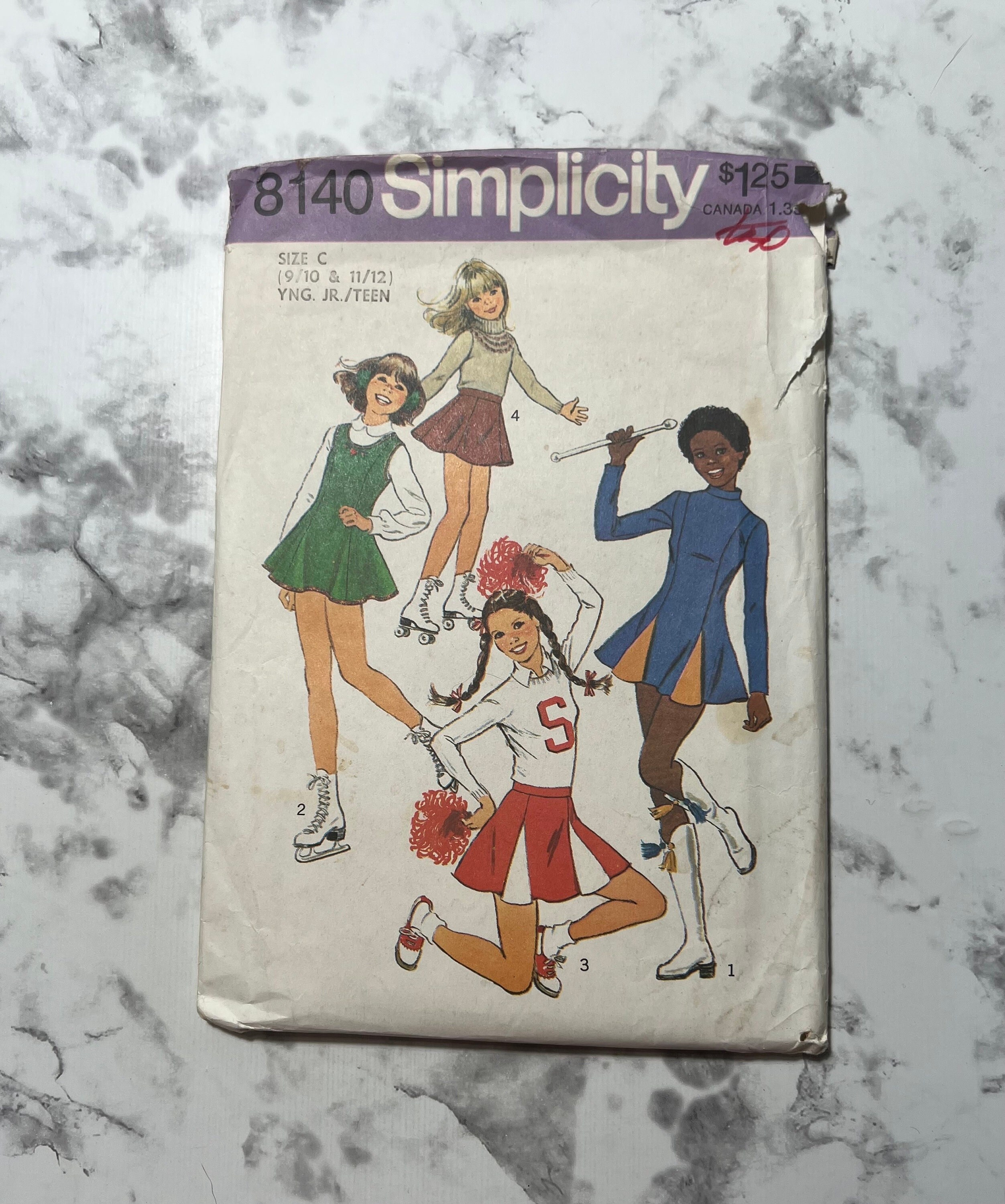 70s Young Junior/teen's Cheerleading and Skating Costumes Pattern, Skater Dress Pattern ...