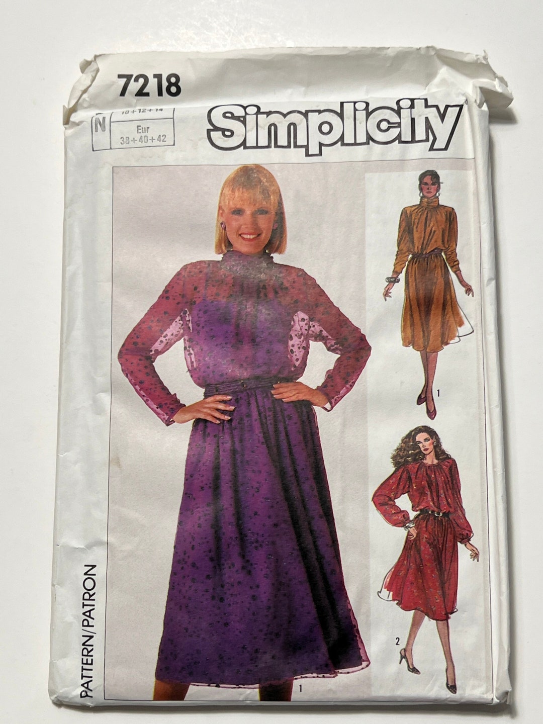 80s Misses Lined Dress Pattern, Long Sleeve Dress With Gathered Waist ...