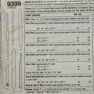 80s Misses' Set of Belts Pattern, Tie Waist Belt Pattern, Chunky Belt ...