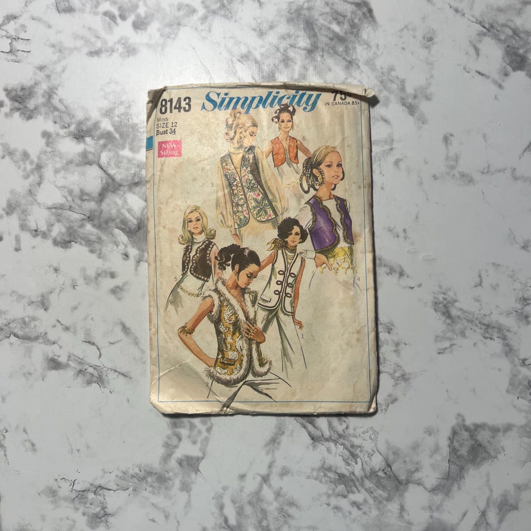 60s Misses' Set of Vests Pattern, Cropped Vest Pattern, Faux Fur Lined ...