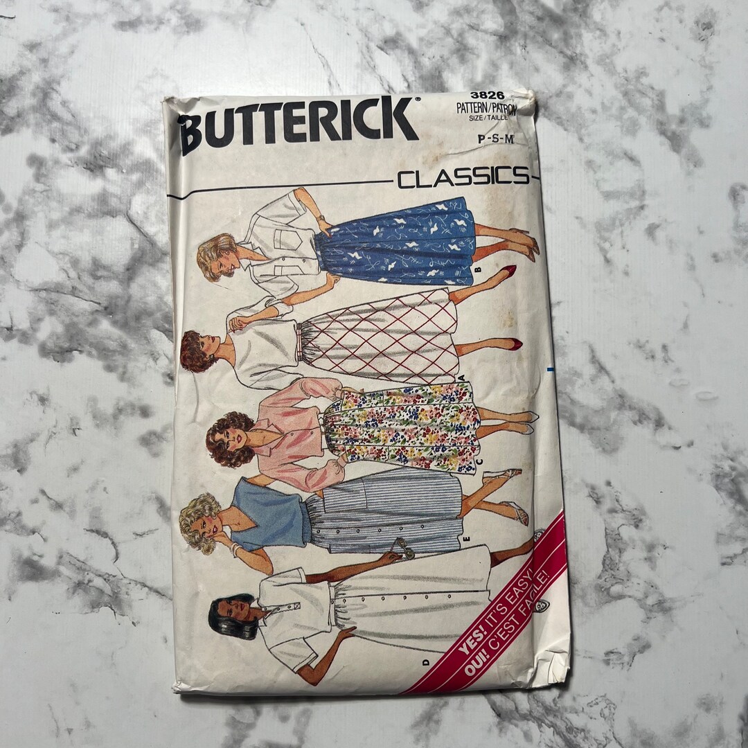 80s Yes It's Easy Misses' Skirt Pattern, Easy to Sew Button Front Midi ...