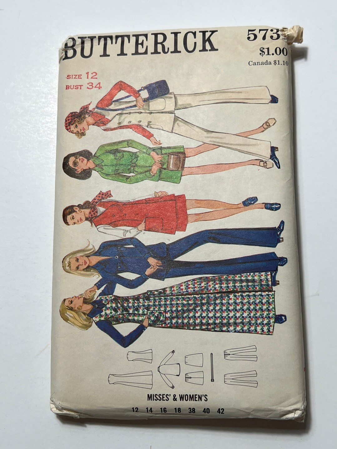 60s Misses and Womens Coat, Skirt, Pants, and Shirt Pattern, Butterick ...