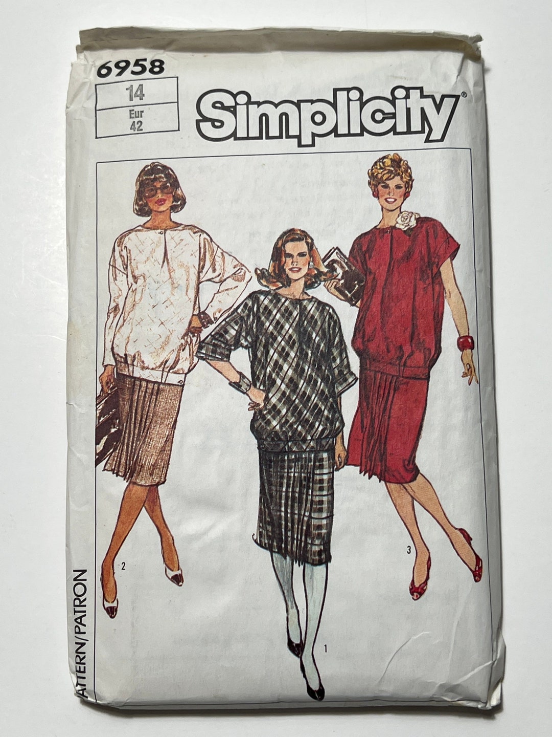 80s Maternity 2 Piece Dress Pattern, Pregnancy Top and Matching Skirt ...