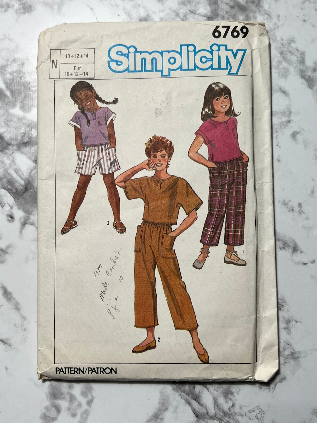 80s Girls Easy to Sew Pull on Pants, Shorts, and Pullover Top, Short ...