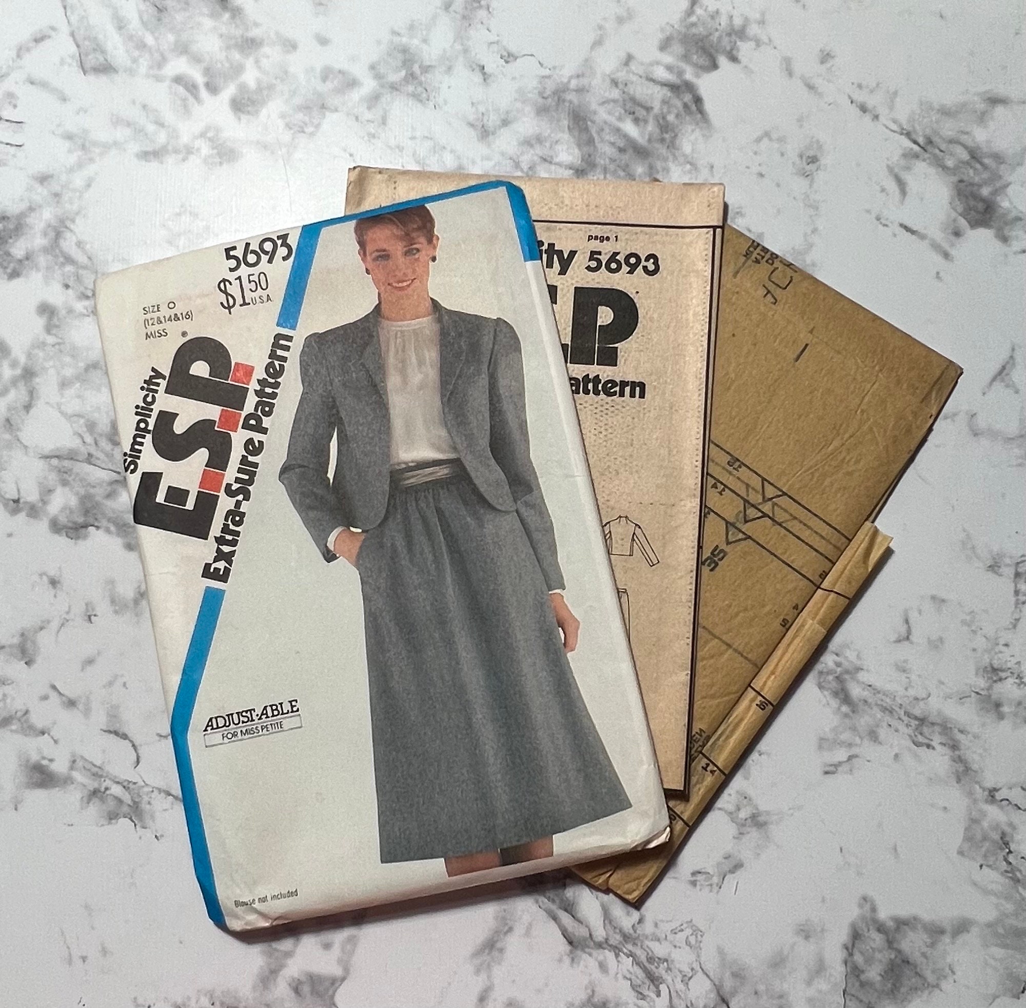 80s Extra Sure Pattern, Misses Skirt and Lined Jacket Pattern, Skirt ...