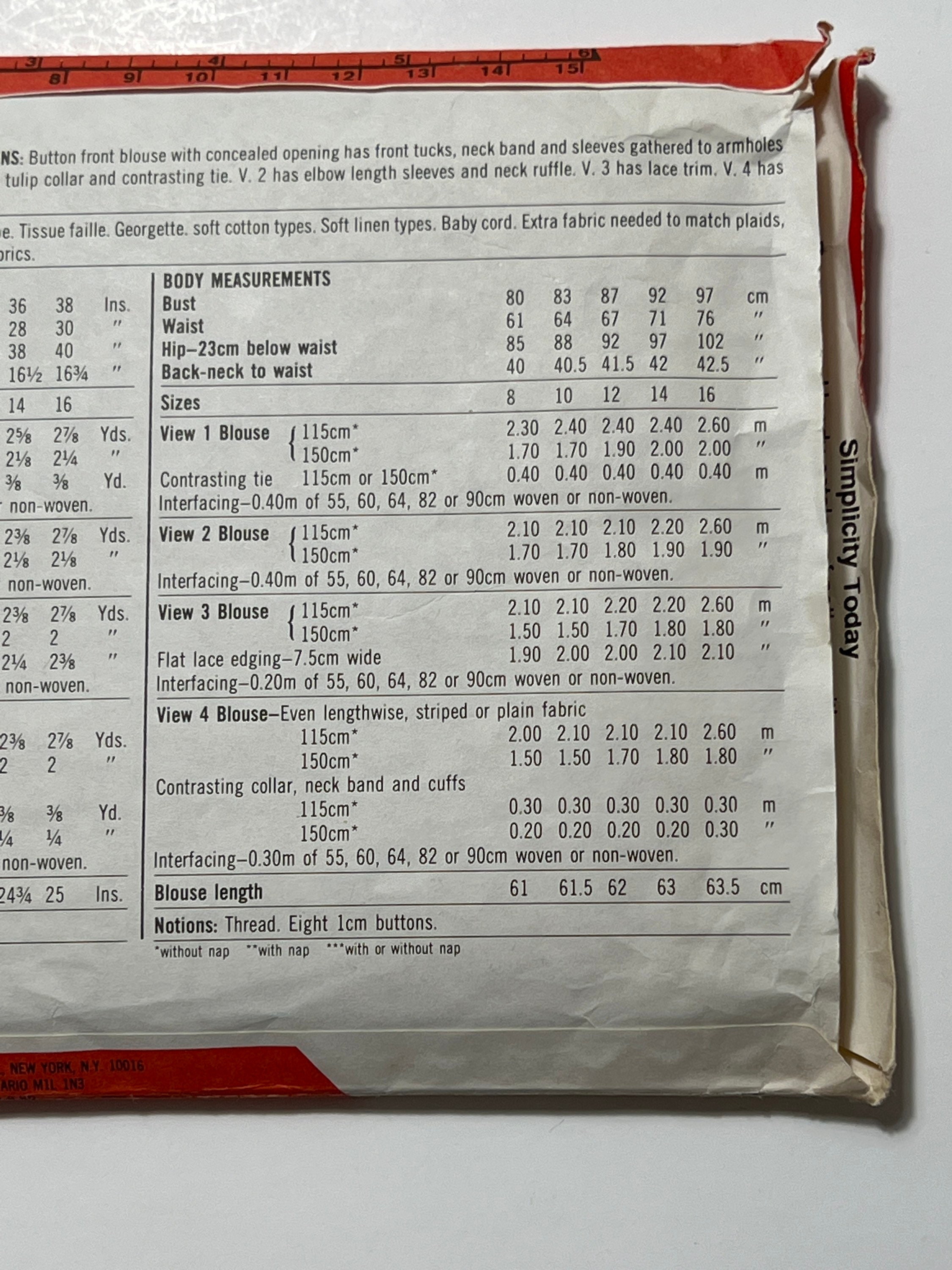 80s High Collar Women's Blouse Pattern, Ladies Button Down Shirt With ...