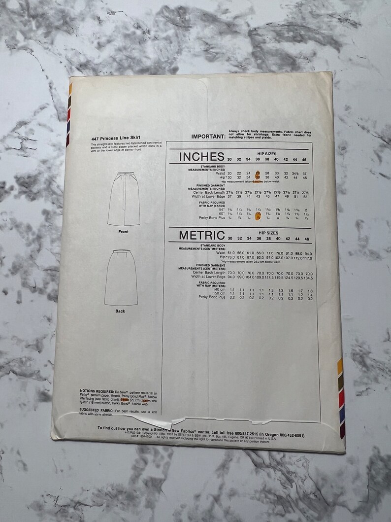 80s Princess Line Skirt Pattern Knee Length High Waist Fitted - Etsy