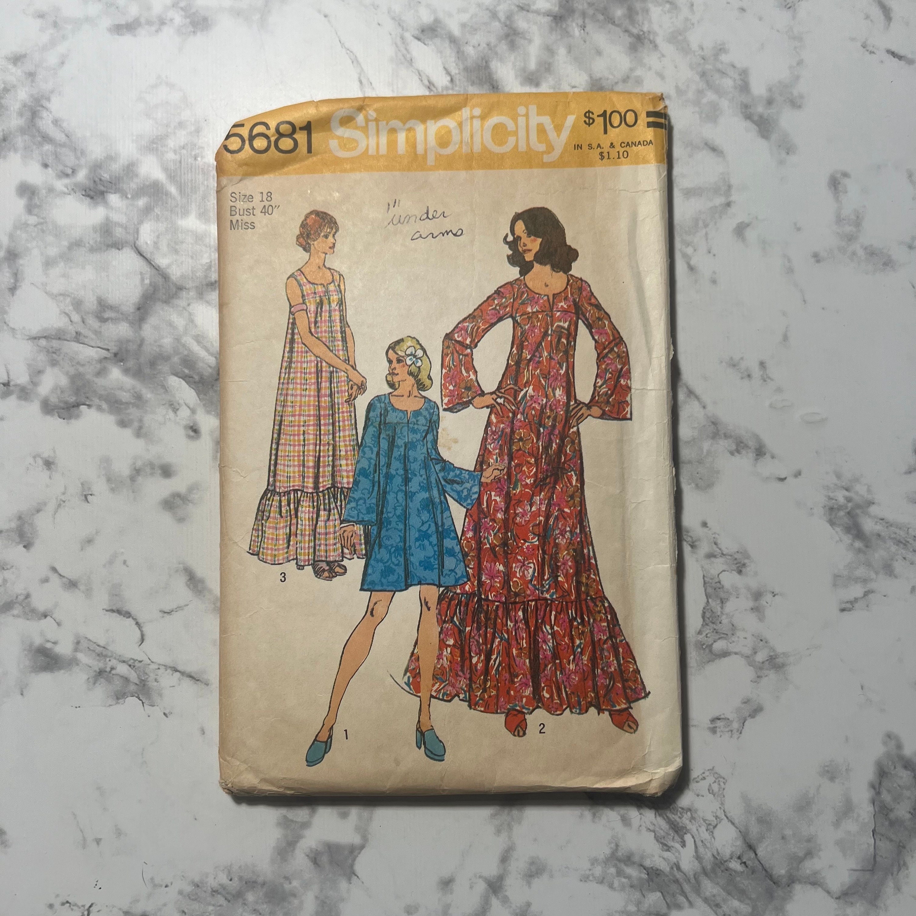 70s Misses' Muu-muu Pattern in 2 Lengths, Long or Short Length Muu-muu ...
