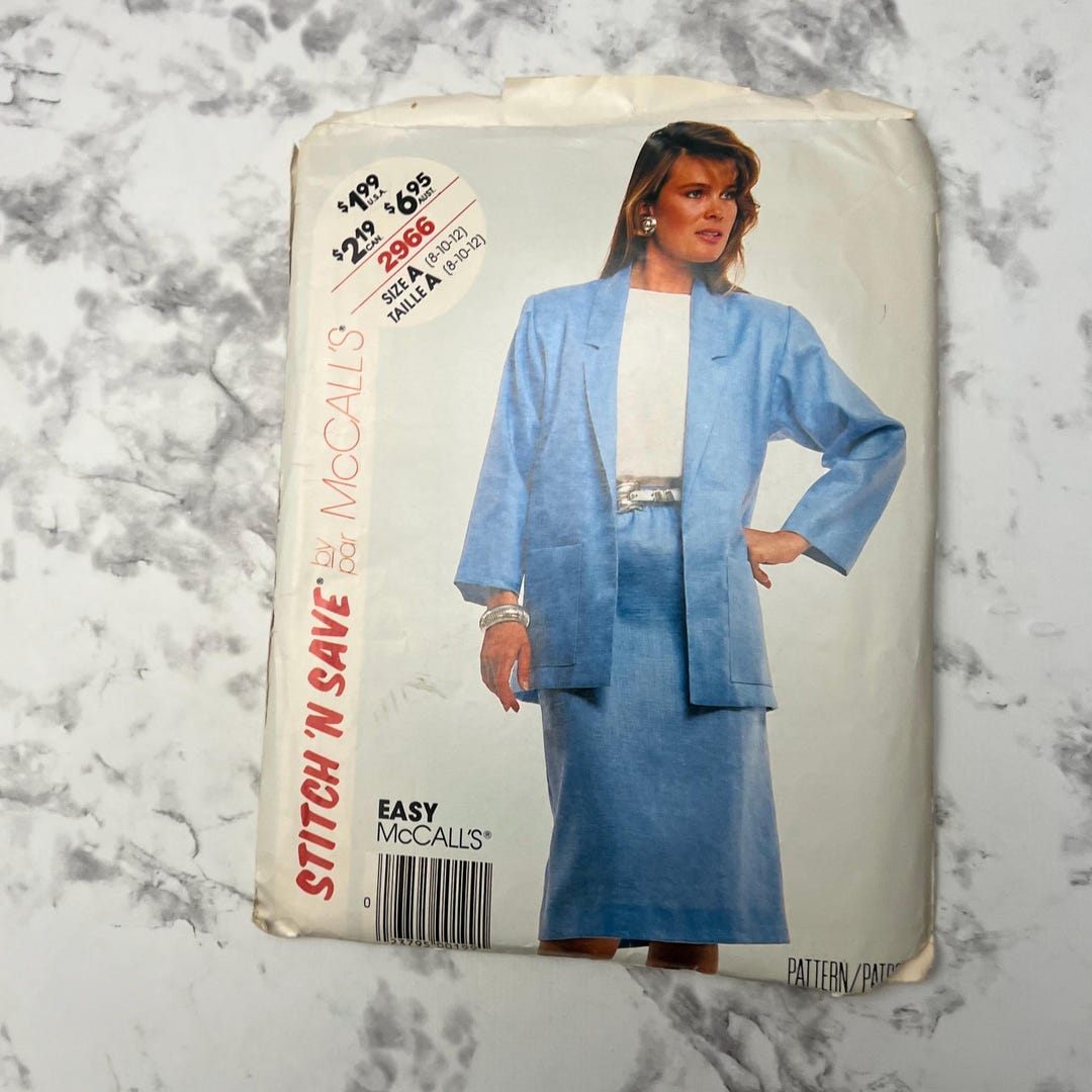 80s Easy Misses' Jacket and Skirt Pattern, Open Front Blazer and Pencil ...
