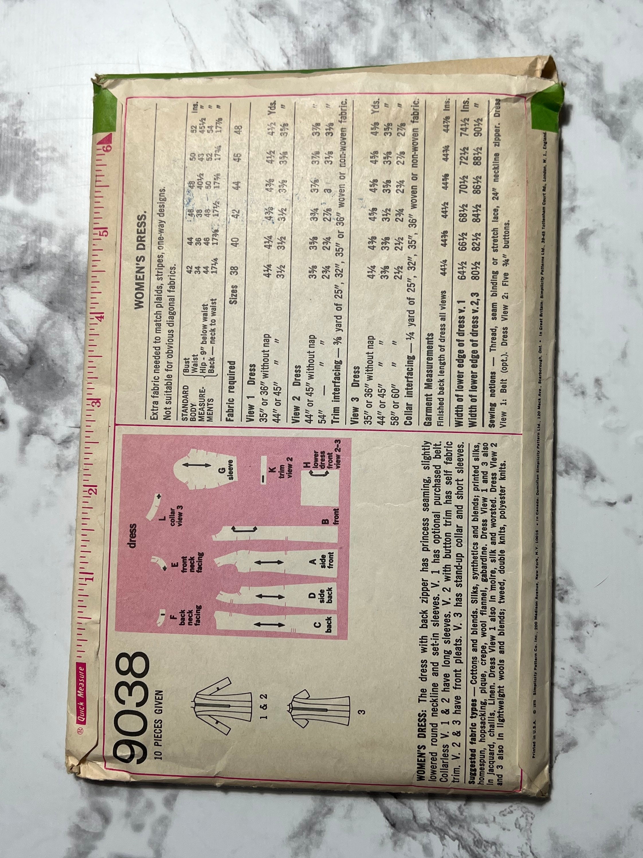 70s Women's Dress Pattern, Long or Short Sleeve Dress Pattern ...