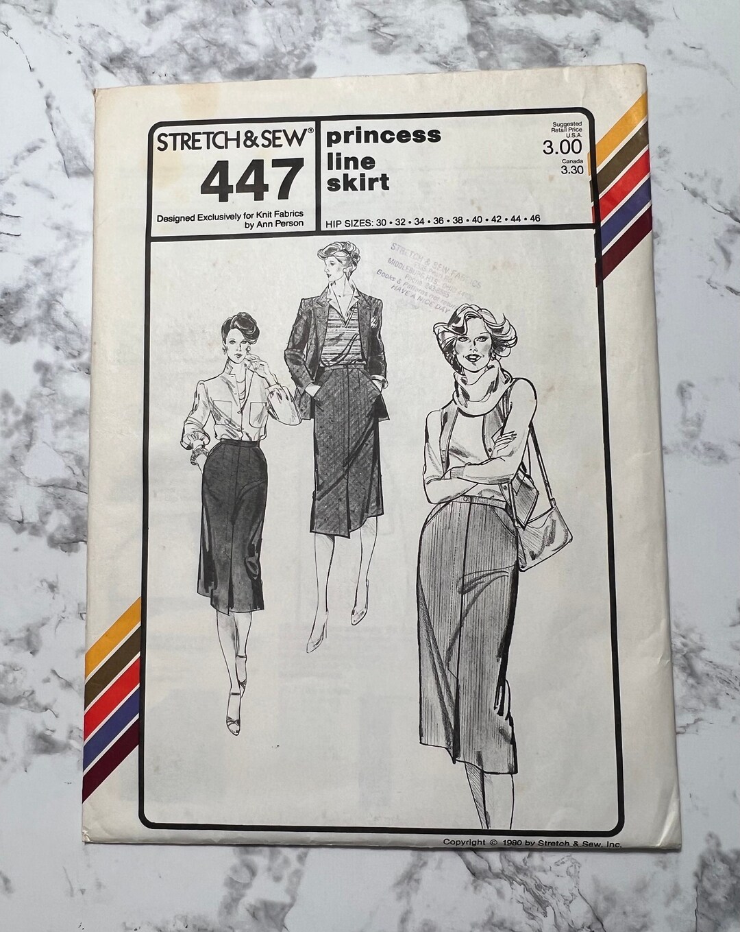 80s Princess Line Skirt Pattern, Knee Length High Waist Fitted Pencil ...