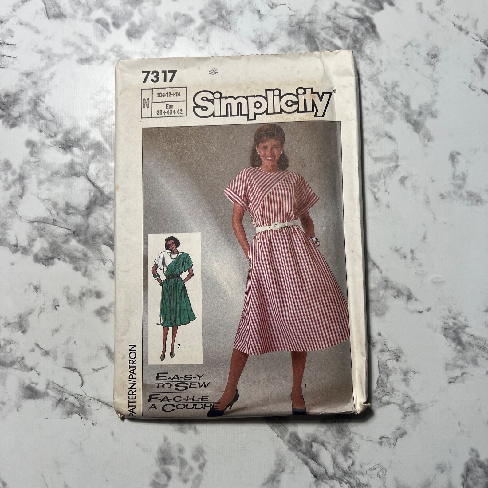 80s Easy to Sew Misses' Dress Pattern, Short Sleeve Colorblock Dress ...