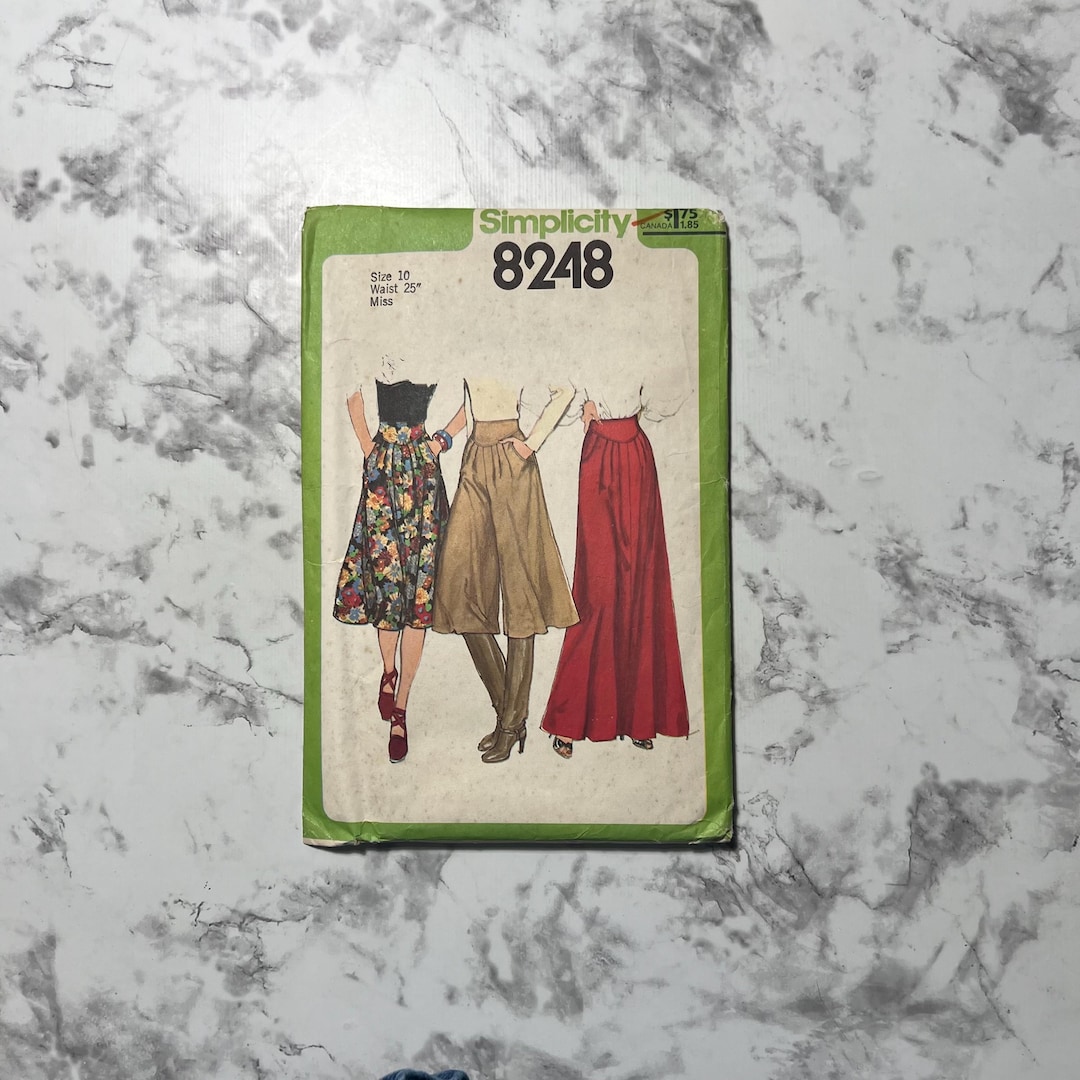 70s Misses' Skirt in 2 Lengths and Culottes Pattern, High Waisted Midi ...