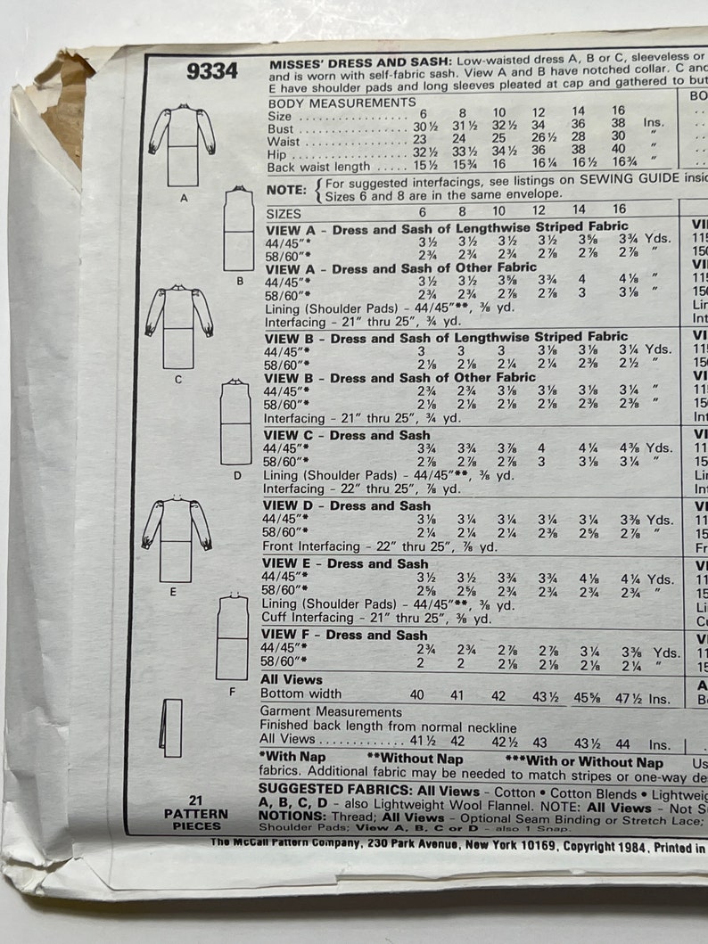 80s Misses Dress and Sash Pattern, Drop Waist Belted V-neck Dress ...
