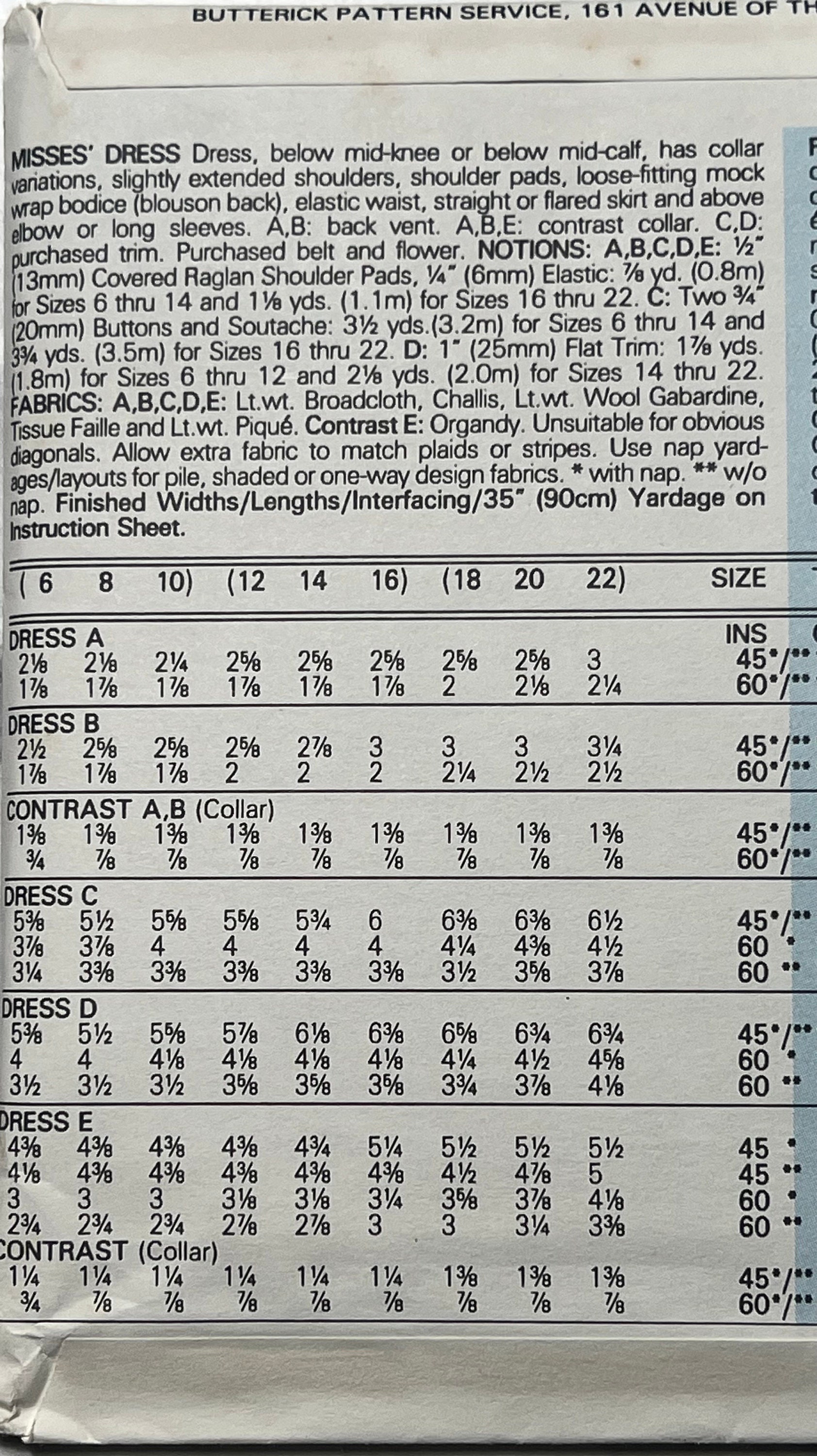 80s Very Easy Misses Dress Pattern, Easy Long Sleeve Midi Length Dress ...