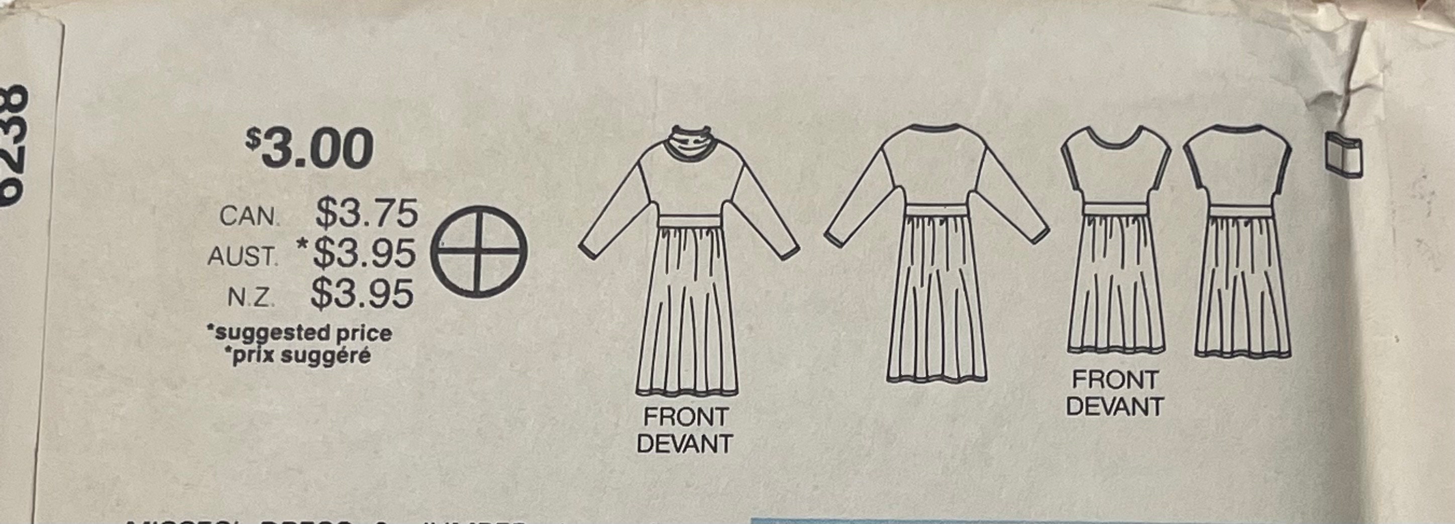 80s Misses' Dress and Jumper Pattern, Midi Length Long Sleeve Dress or ...