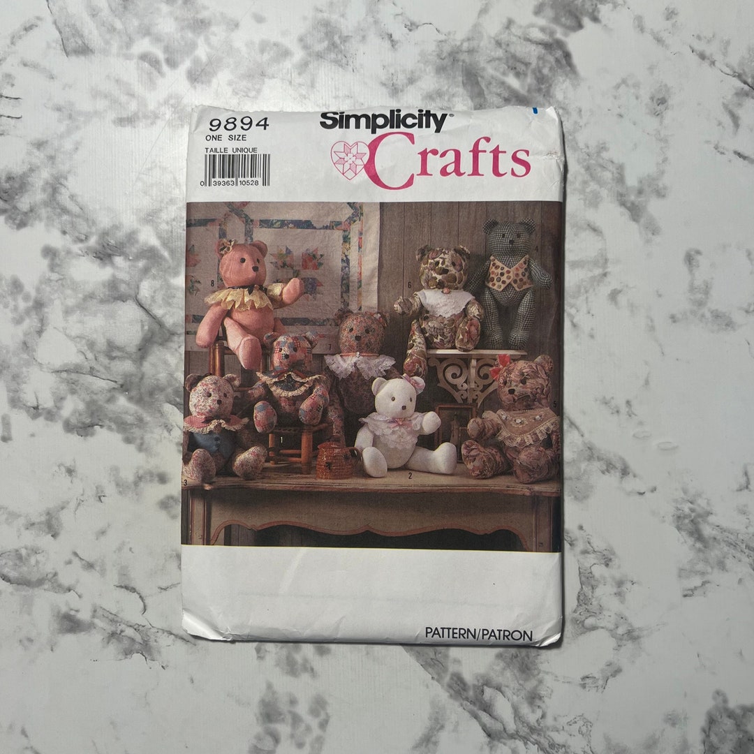 90s Stuffed Decorative Bear Pattern in 2 Sizes, Stuffed Teddy Bear ...