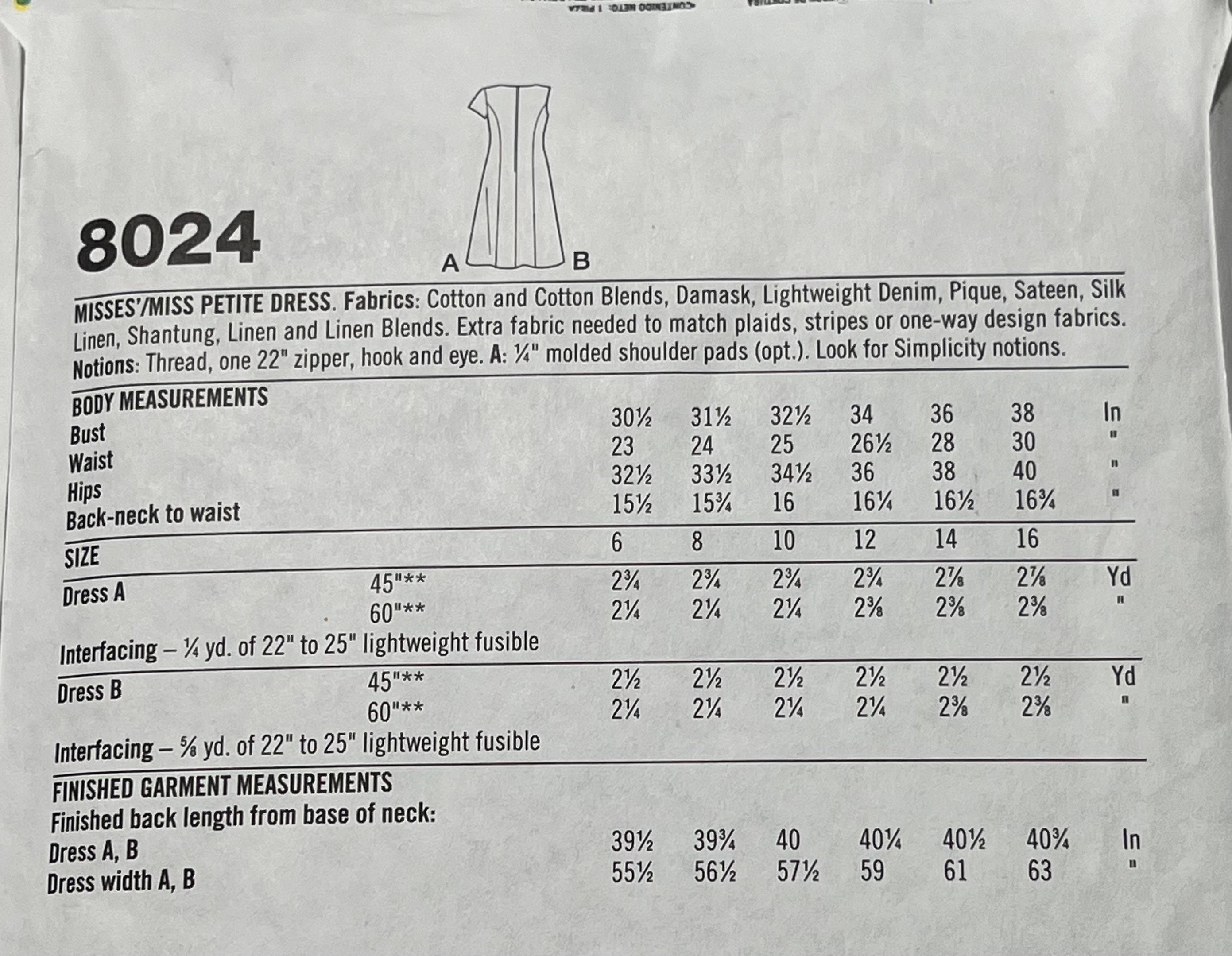 90s Easy Misses'/miss Petite Dress Pattern, Sleeveless or Short Sleeve ...