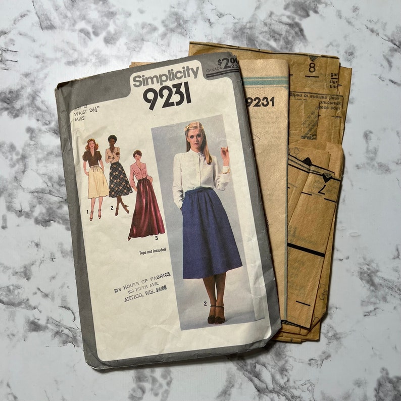 70s Misses' Bias Skirt Pattern in 3 Lengths and Tie Belt, Midi or Maxi ...