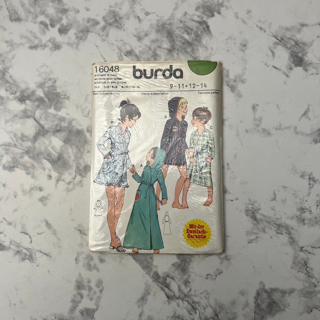 70s/80s Kids' Robe Pattern in 2 Lengths, Long or Short Hooded Robe ...