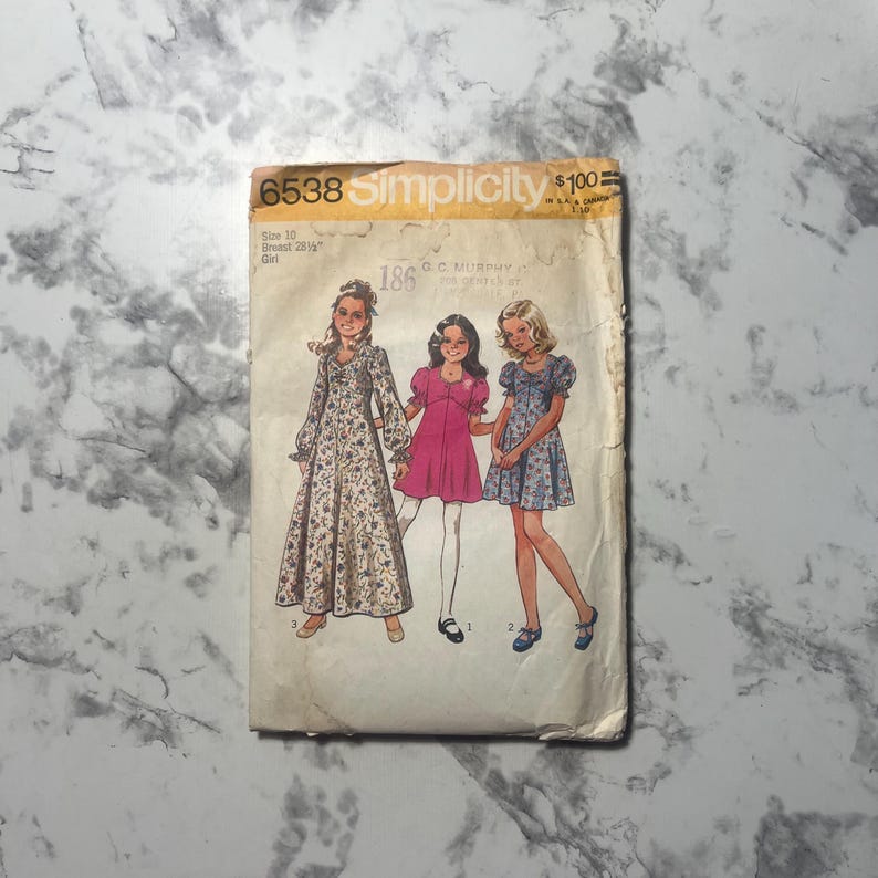 70s Girls' and Chubbies' Dress Pattern in 2 Lengths, Long or Short ...