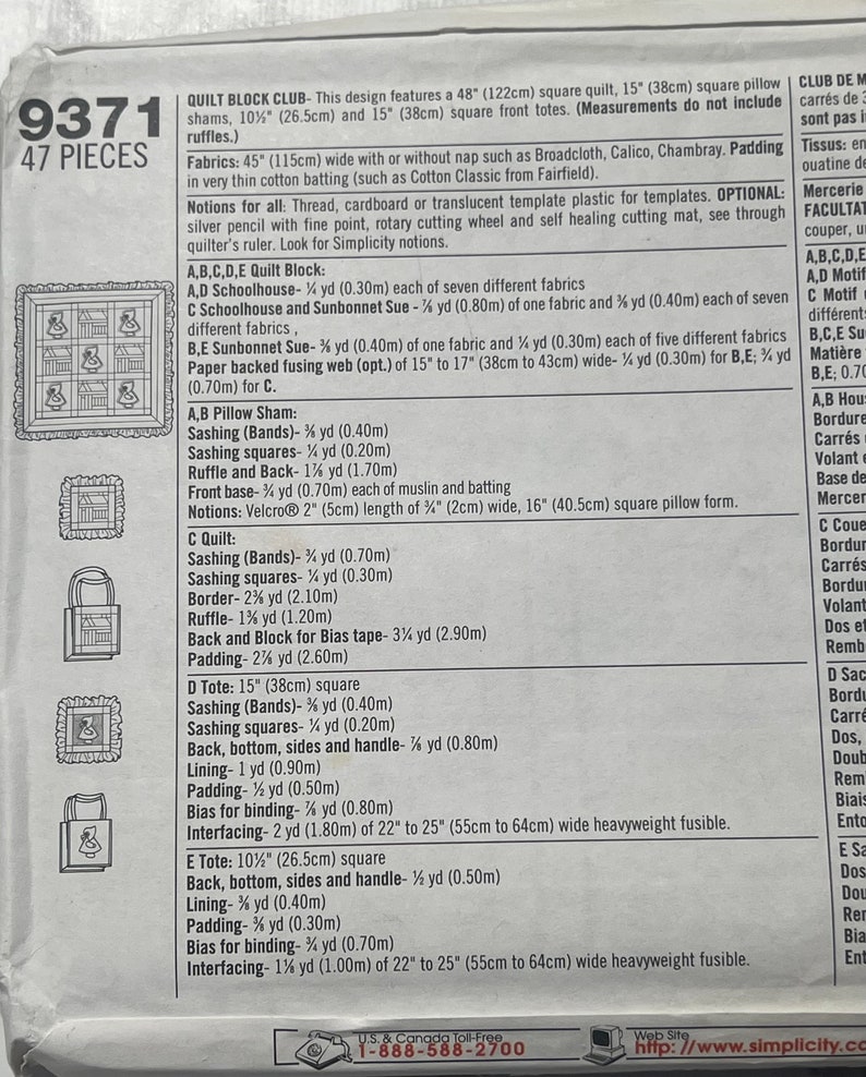 Early 2000s Quilt Block Club Lesson 5, Schoolhouse and Sunbonnet Quilt ...