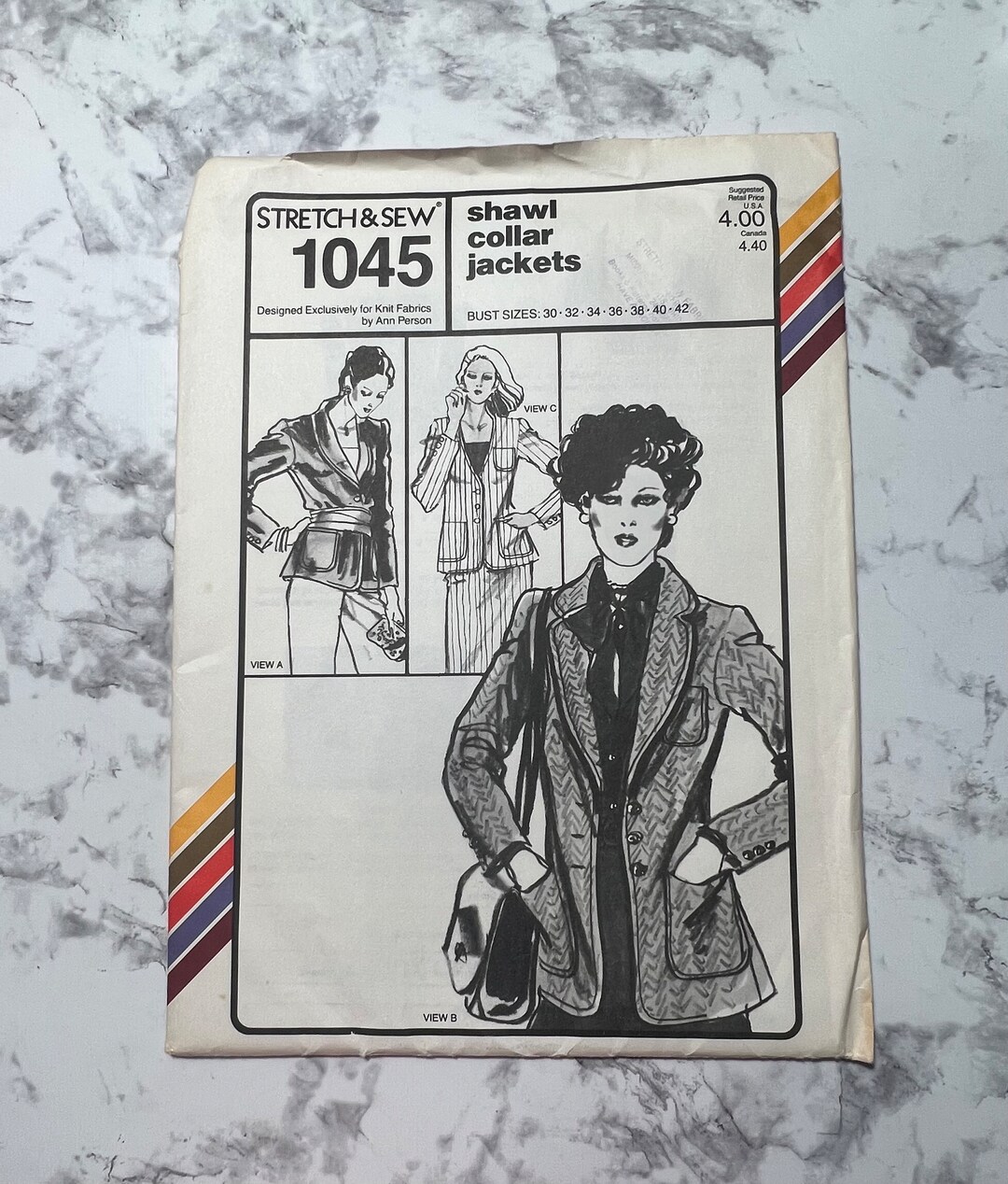 70s Shawl Collar Jackets Pattern, Button Front Women's Blazer Pattern ...