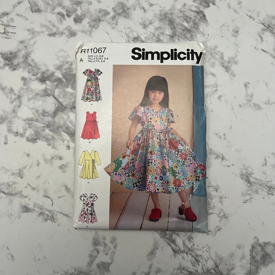 Child's Dresses Pattern, Little Girl's Wrap Style Dress Pattern With ...