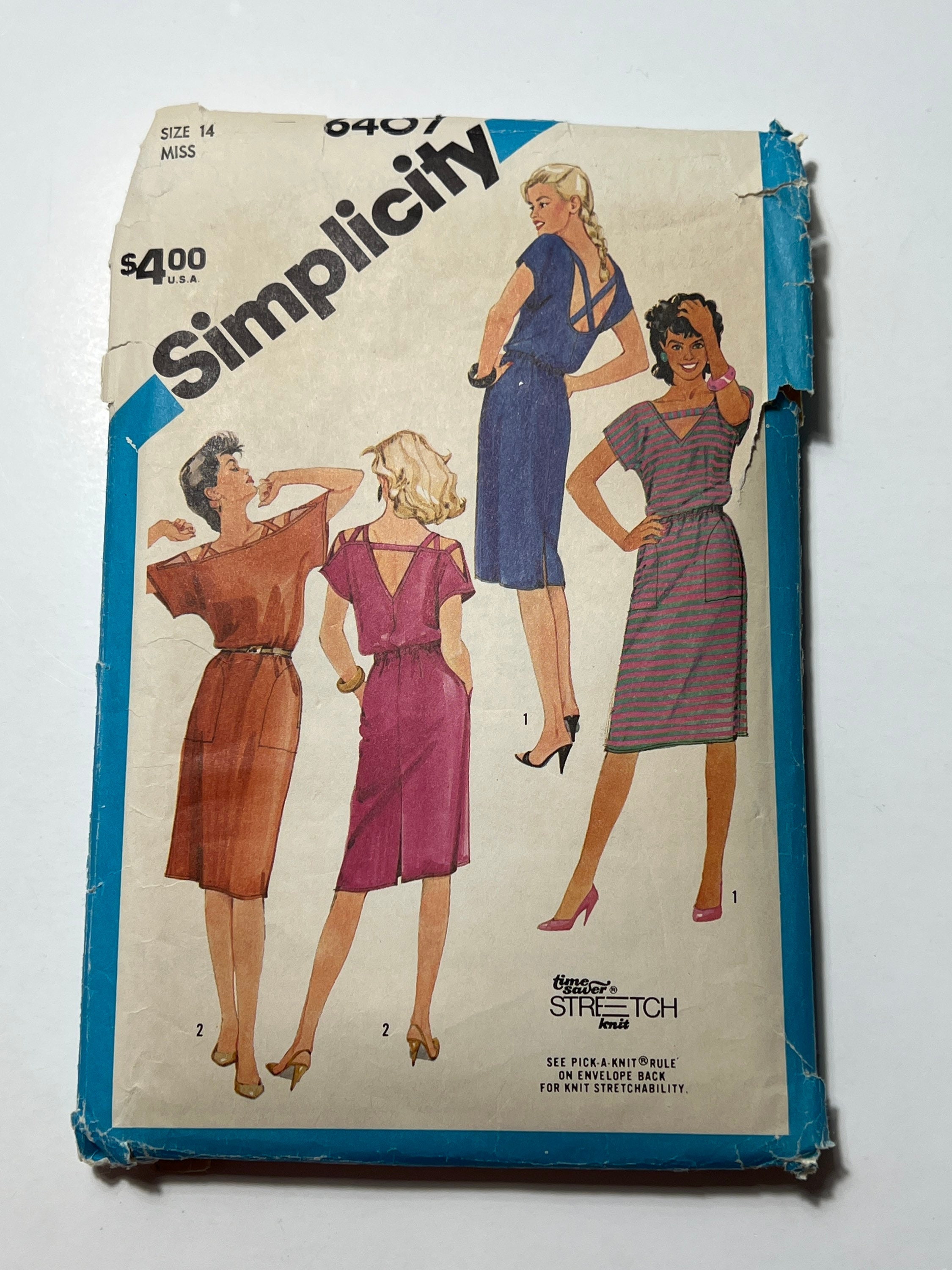 80s Misses Pullover Dress Pattern for Stretch Knit Fabrics, Dress With ...