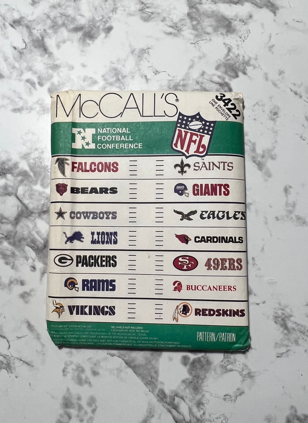 80s NFL Outline Transfers, Football Applique Transfers Pattern With NFC ...