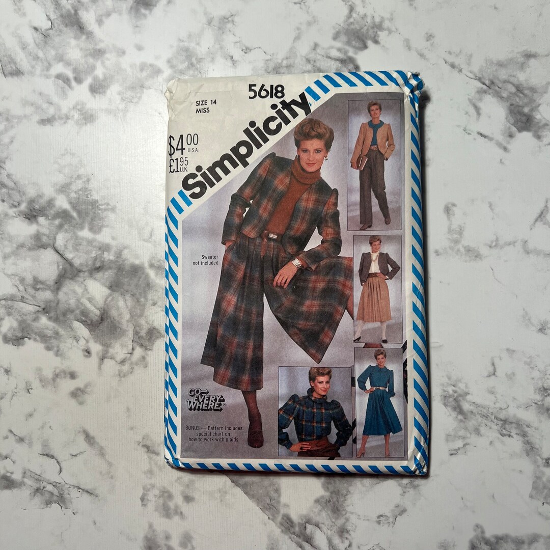 80s Misses' Go-everywhere Pants, Culottes, Blouse, and Lined Jacket ...